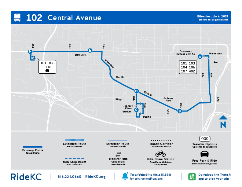 102 Central | Routes | RideKC